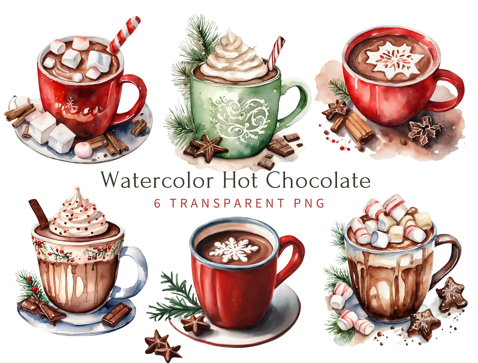 Watercolor Hot Chocolate Clipart Bundle Watercolor Hot - Etsy