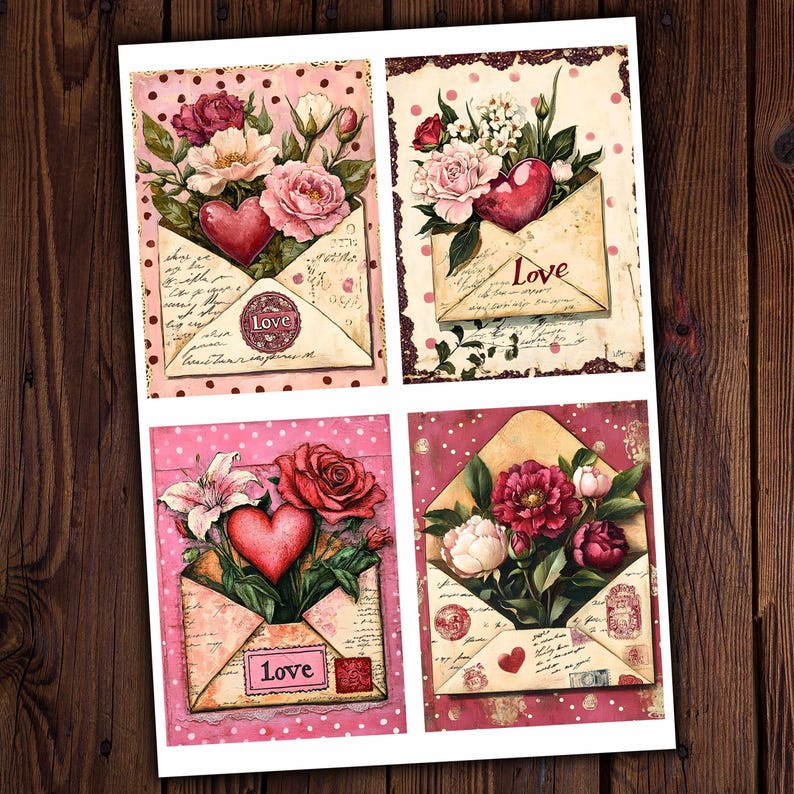 Vintage Valentine Ephemera, Love Letters Junk Journaling Cards - Etsy