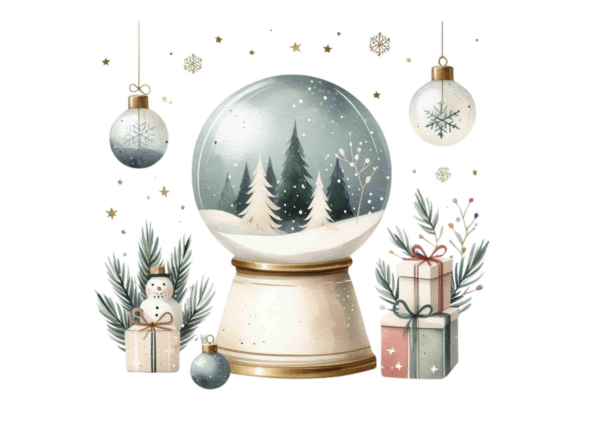 Cozy Watercolor Christmas Clipart, Scandi Holiday Graphics ...