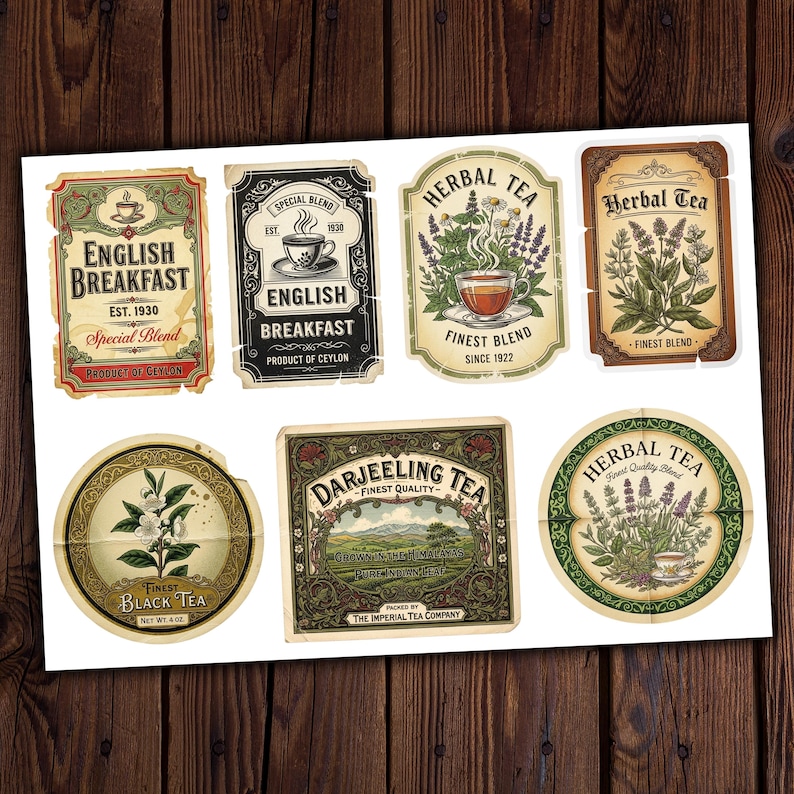 Victorian Printable Tea Labels, Vintage Tea Party ATC Cards for Junk ...