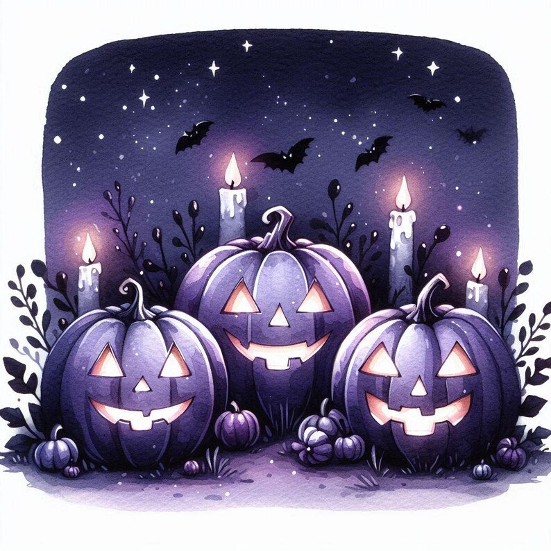 Jack-o-lantern Clipart | Halloween Pumpkin PNG Bundle | DIY Invitations ...