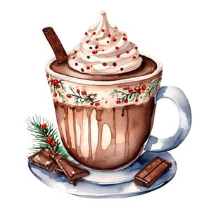 Christmas Hot Chocolate Clipart, Holiday Hot Drinks Cup PNG, Festive ...