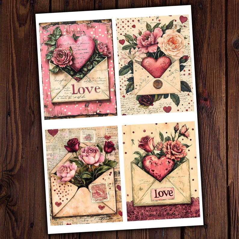 Vintage Valentine Ephemera, Love Letters Junk Journaling Cards - Etsy