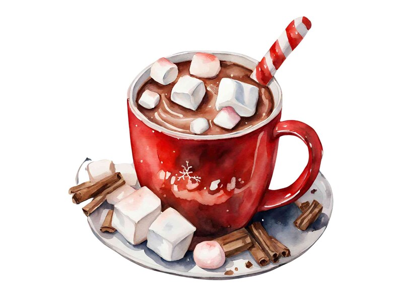 Christmas Hot Chocolate Clipart, Holiday Hot Drinks Cup PNG, Festive ...