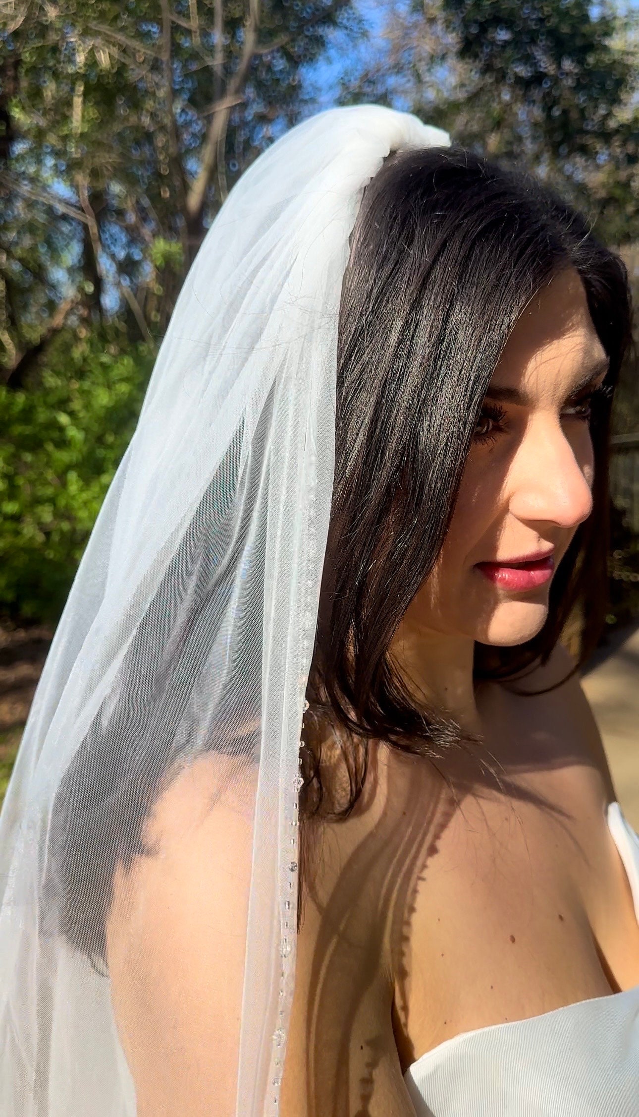 Crystal Edge Veil, Beaded Veil, Bridal Veil, Wedding Veil, off White ...