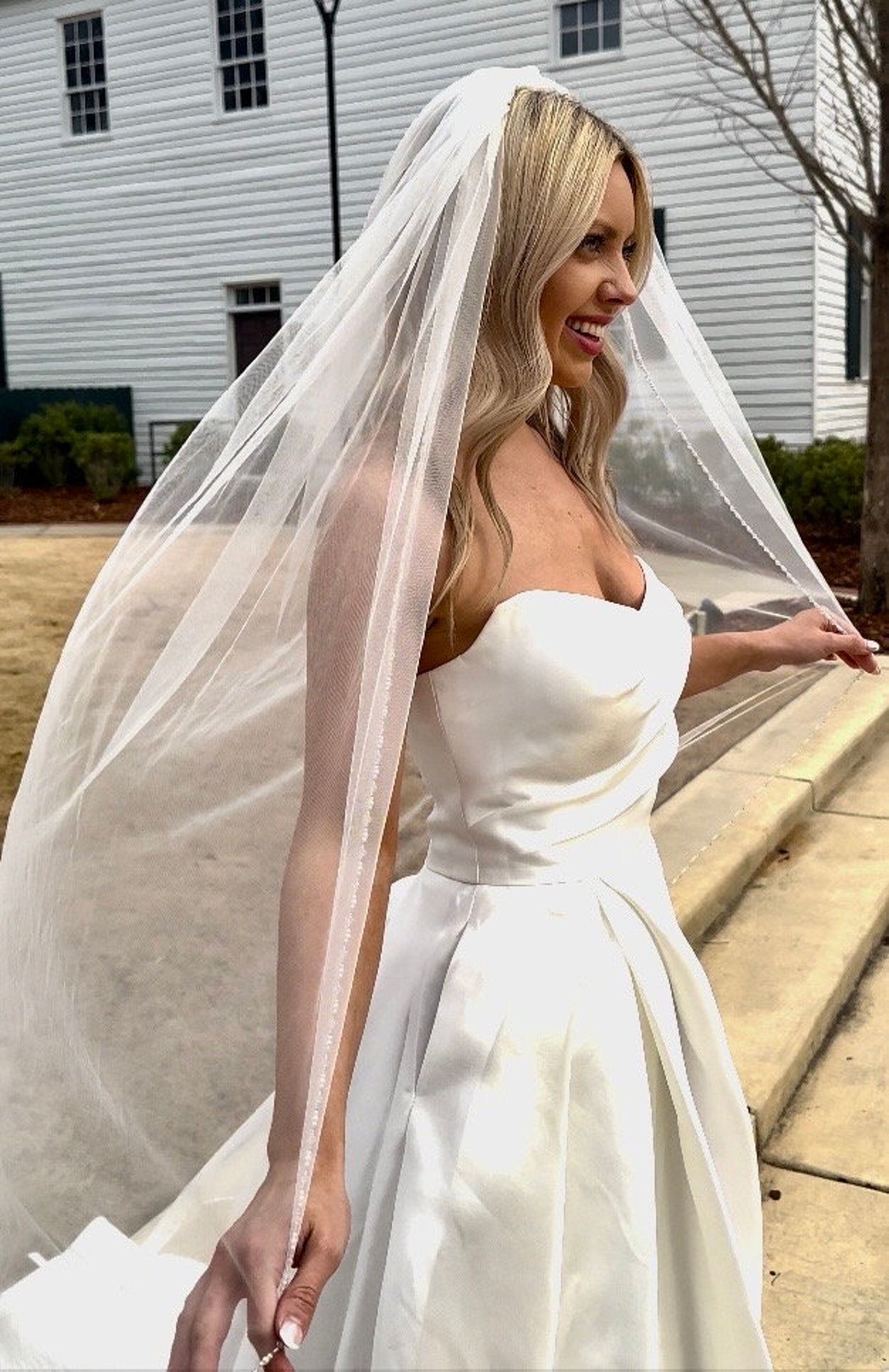 Pearl Bridal Veil, Beaded Veil, Crystal Veil, Wedding, Bride, Ivory ...