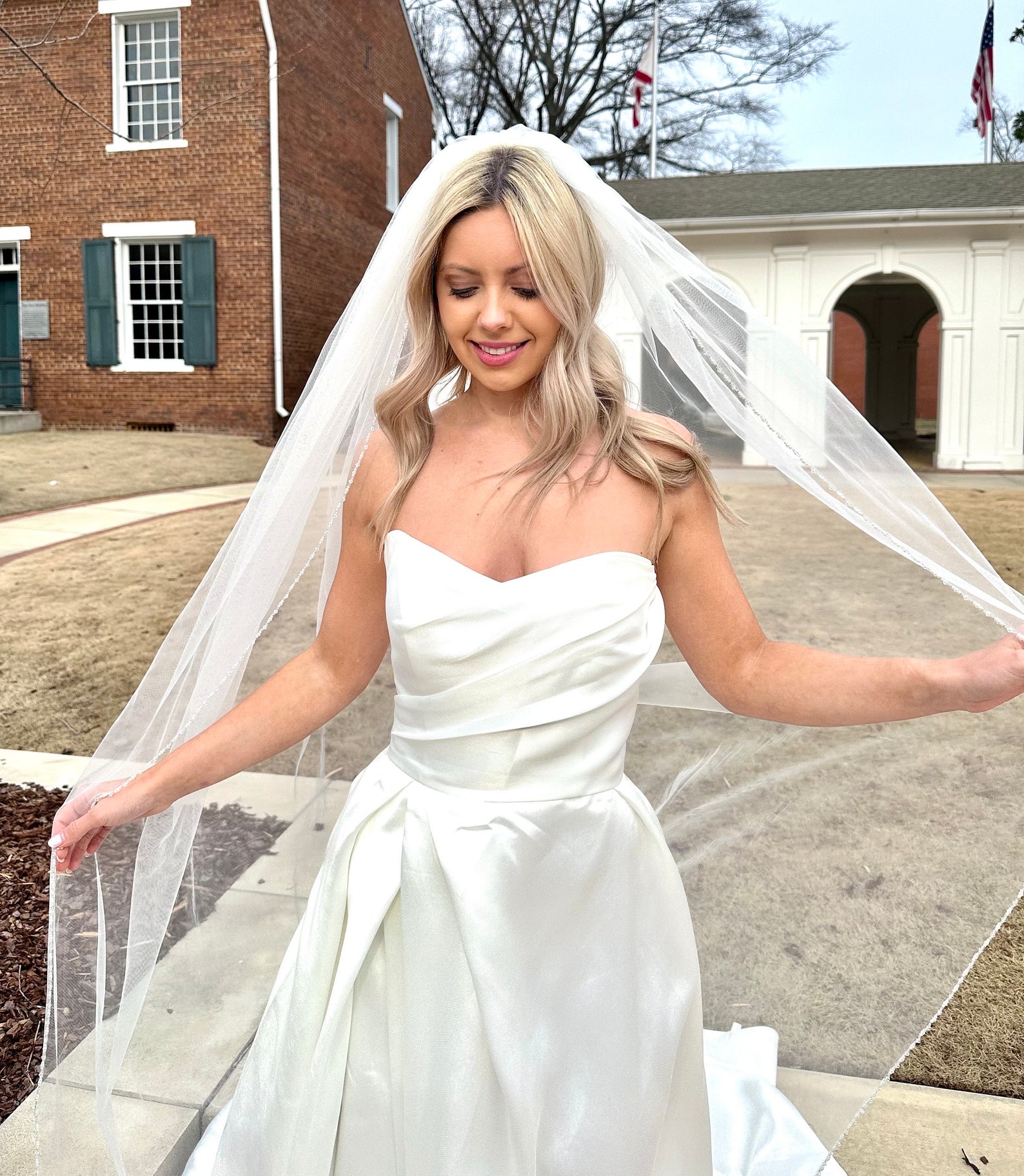 Pearl Bridal Veil, Beaded Veil, Crystal Veil, Wedding, Bride, Ivory ...