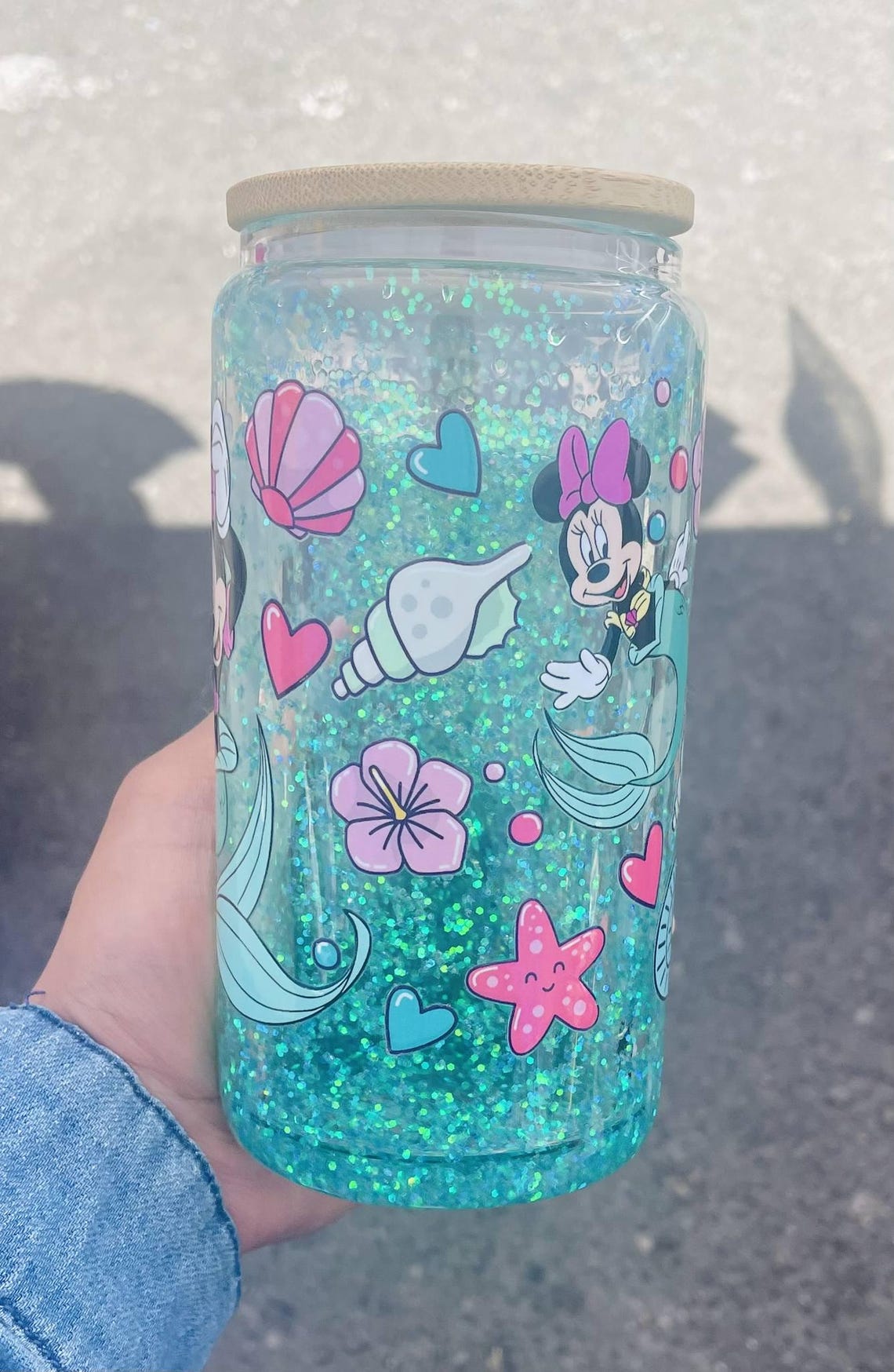Glitter Snow Globe Cup With Bamboo Lid and Plastic Straw!! - Etsy