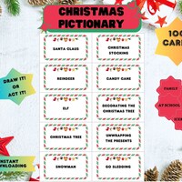 Christmas Pictionary Game, Printable Holiday Pictionary, Family ...