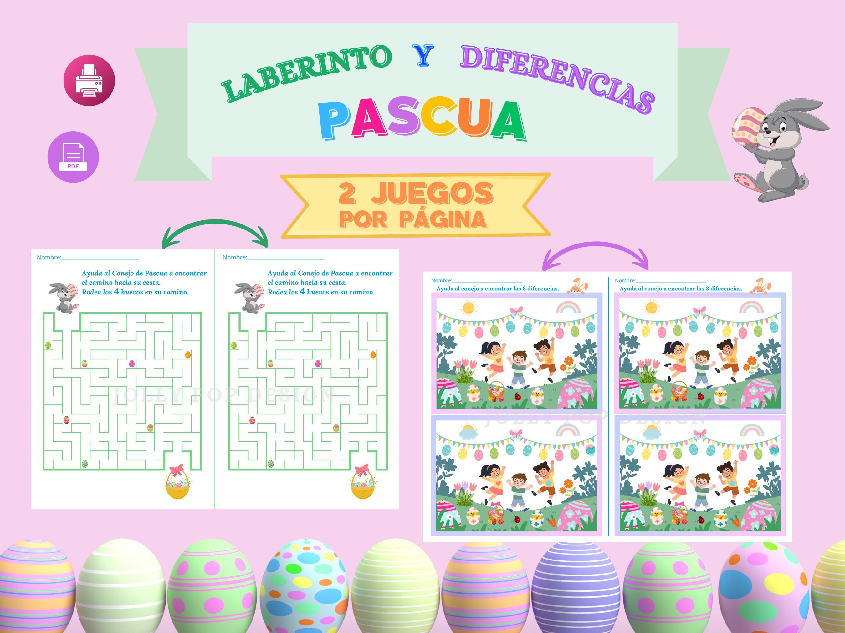 JUEGOS DE PASCUA - 2 Juegos Imprimibles - Laberinto Y Encuentra 8 ...
