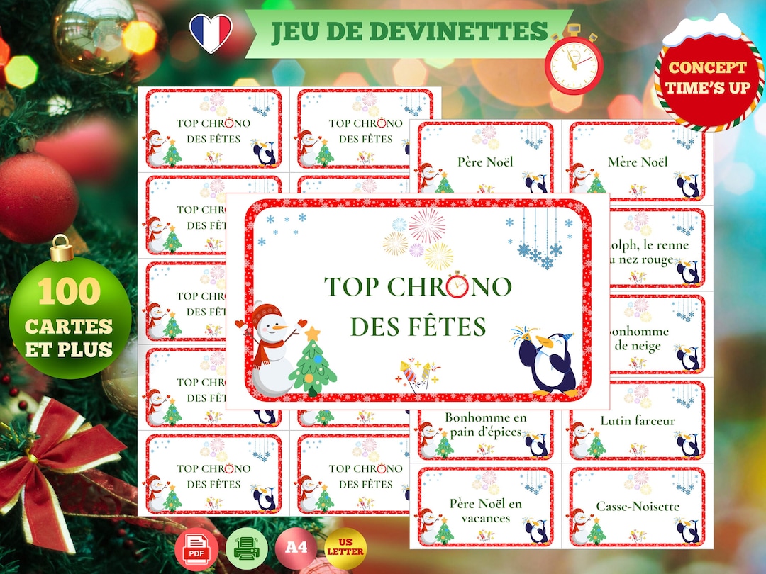 Printable Christmas Game, Guessing Game in French, Time's up Christmas ...