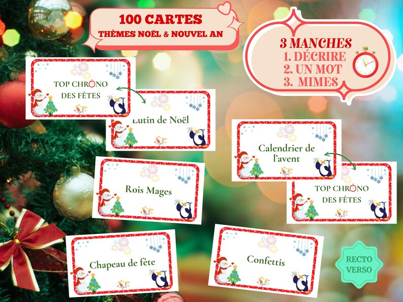 Printable Christmas Game, Guessing Game in French, Time's up Christmas ...