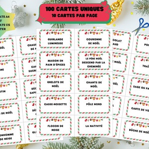 CHRISTMAS PICTIONARY in French, 100 Cards, Printable Game, Christmas ...