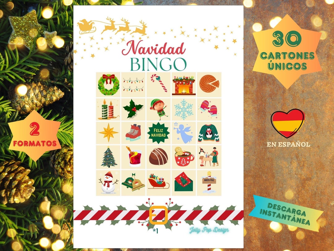 BINGO NAVIDAD 30 Cartones En Español, Imprimible, Producto Digital ...