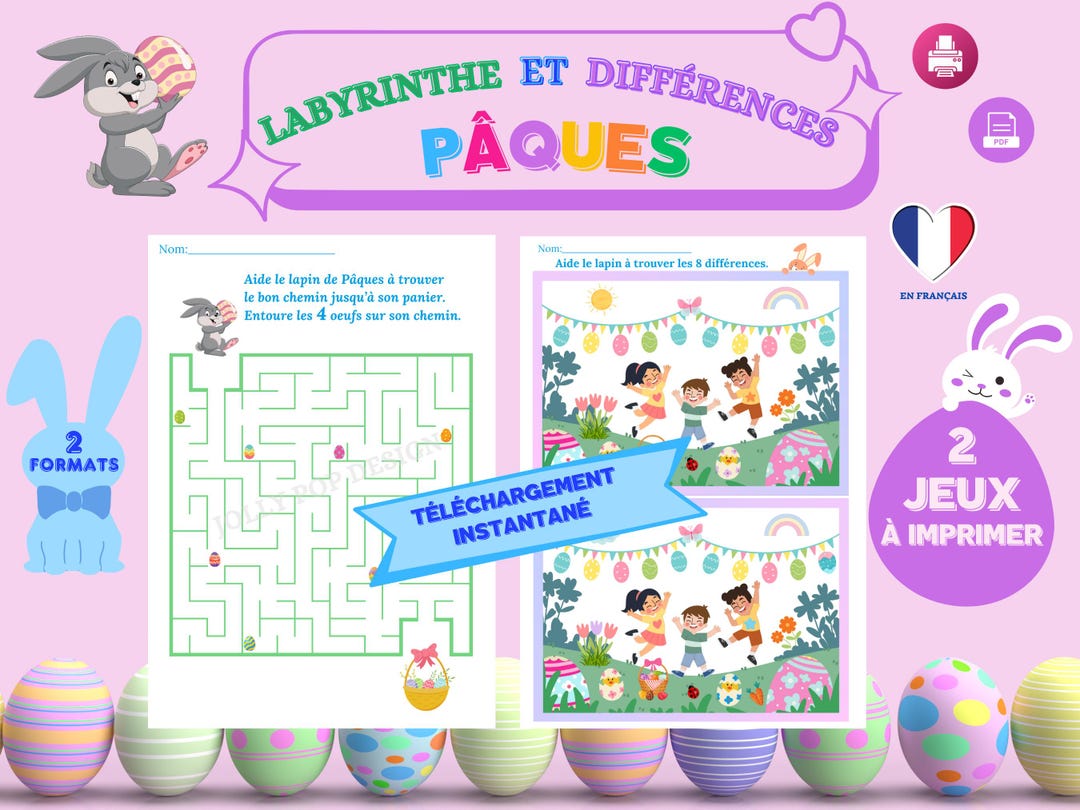 EASTER GAMES to Print - Easter Maze and Find the Differences Games - 2 ...