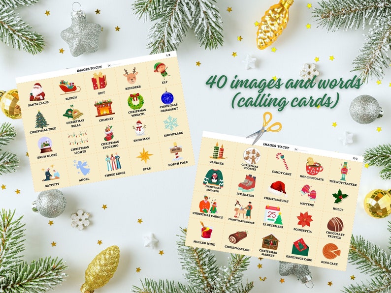 CHRISTMAS BINGO Game, 50 Cards, Digital Product, Instant Download ...