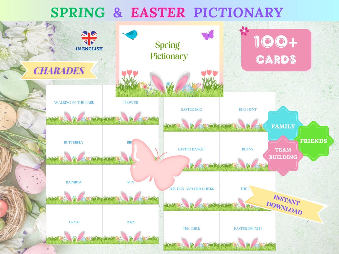 EASTER PICTIONARY Game - Printable Easter & Spring Game - Easter Family ...