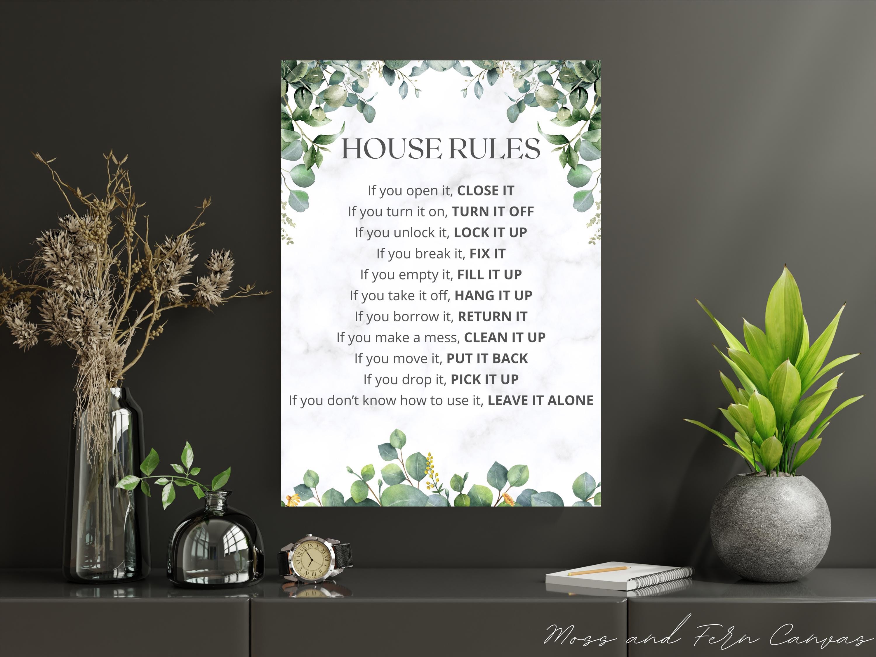Family Home Rules, House Rules Sign for Airbnb Hosts, Vacation Property ...