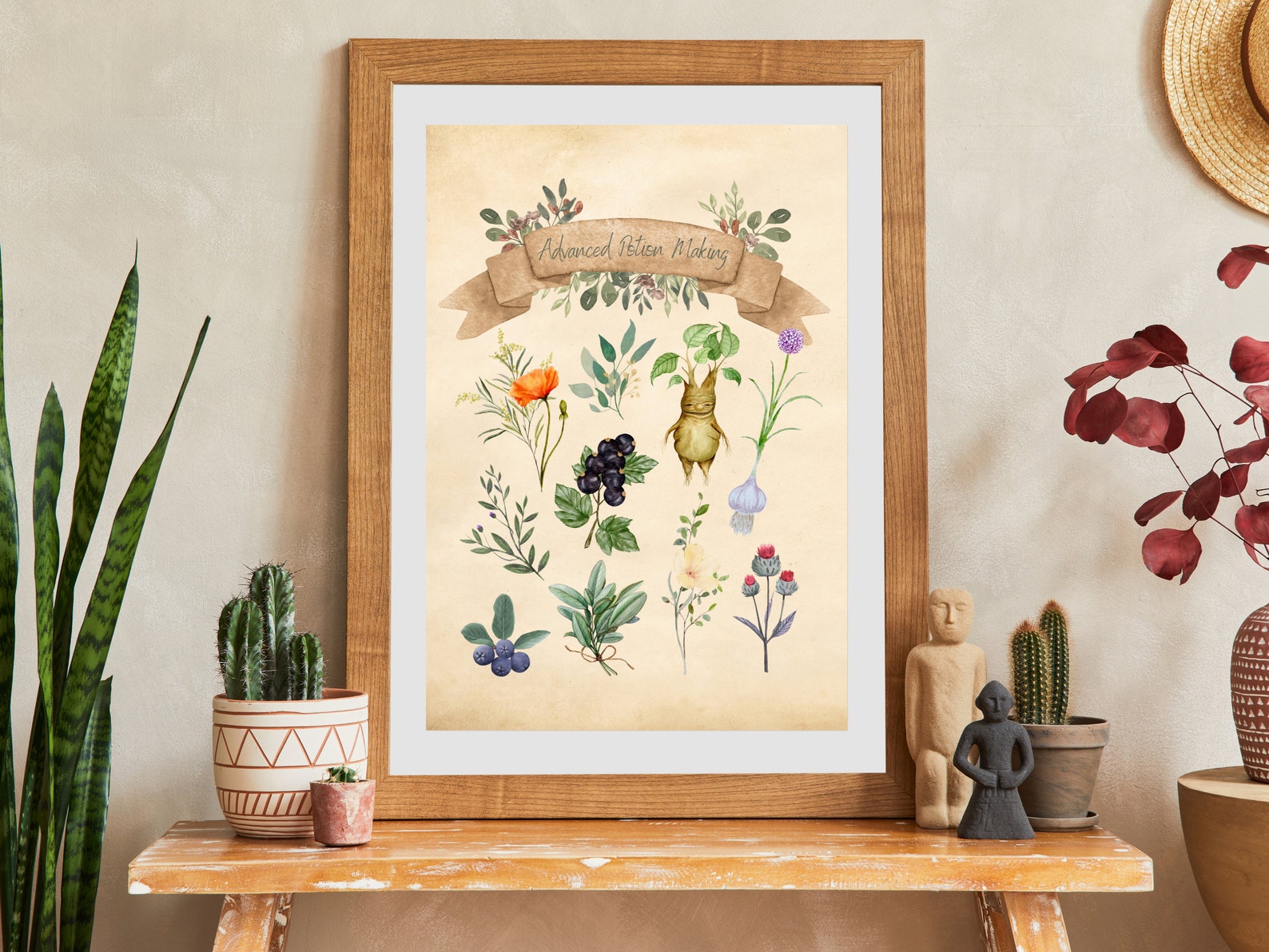Printed Botanical Watercolor Poster, Advanced Potion Making, Herbology ...