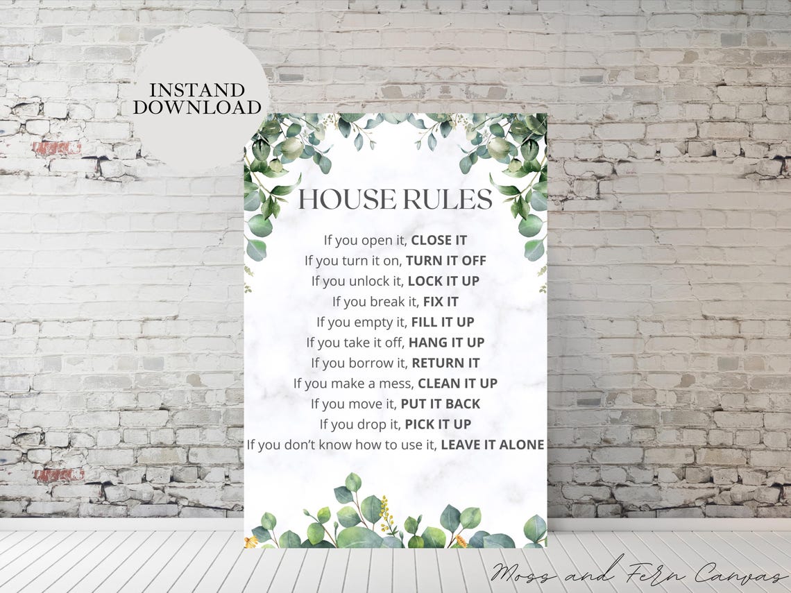 Family Home Rules, House Rules Sign for Airbnb Hosts, Vacation Property ...