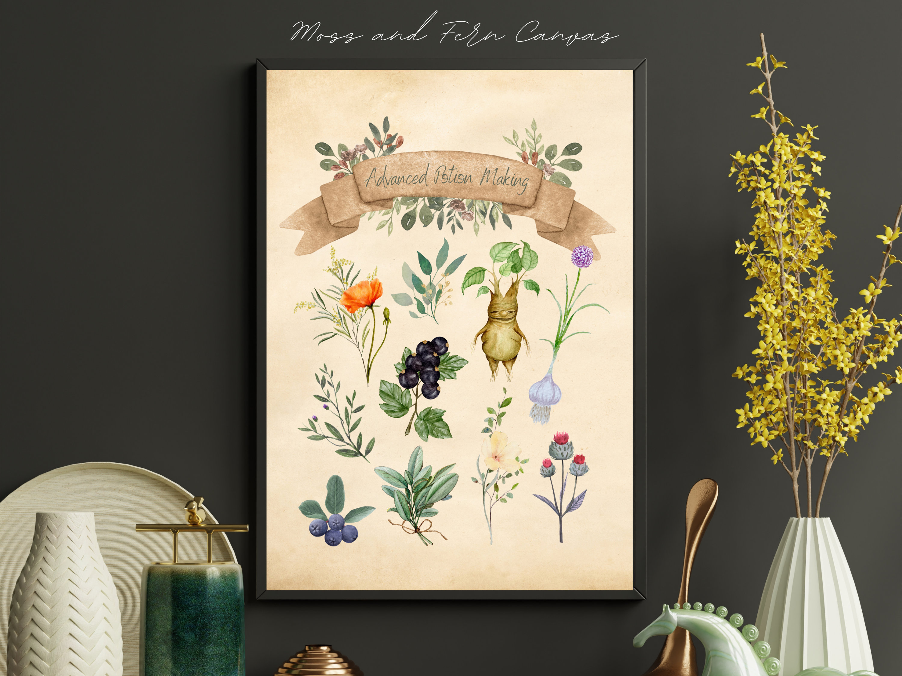 Printed Botanical Watercolor Poster, Advanced Potion Making, Herbology ...