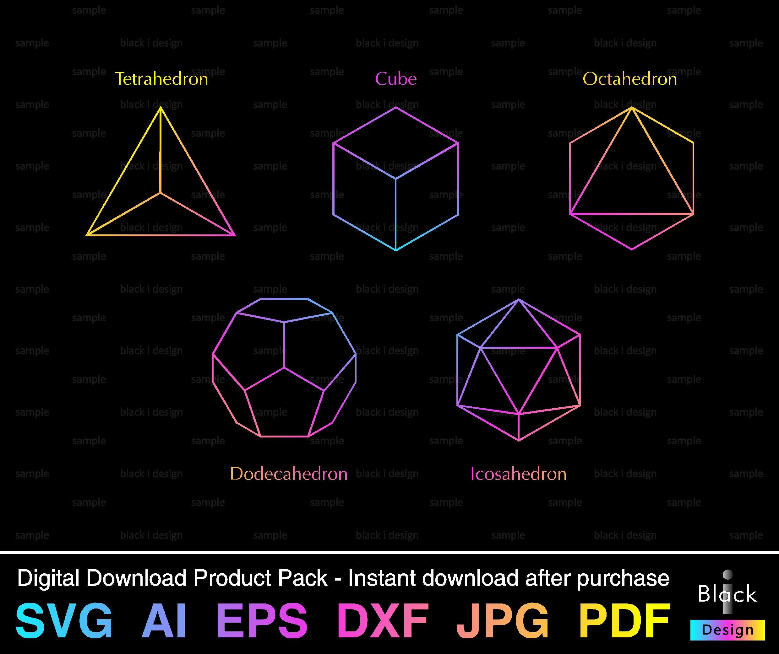 Platonic Solids 1 SVG Bundle Pack / Vector Pack / Sacred Geometry ...