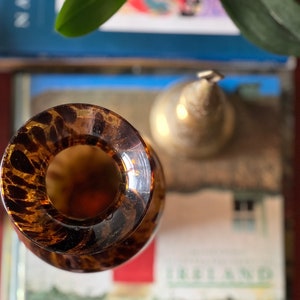 Vintage Hand Blown Glass Vase Tortoise Shell - Etsy