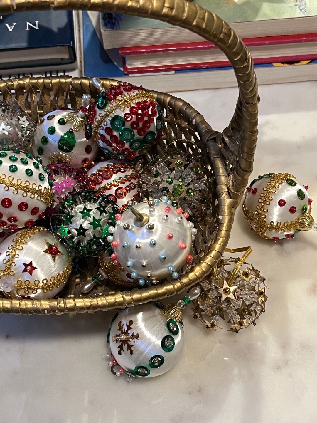 Vintage MCM Push Pin Christmas Handmade Ornaments Lot of 18 - Etsy