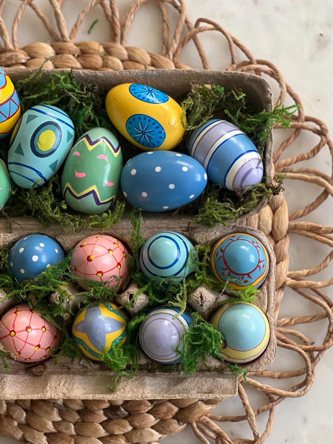 Vintage Lillian Vernon Wooden Hand Painted Eggs Lot of 11 - Etsy