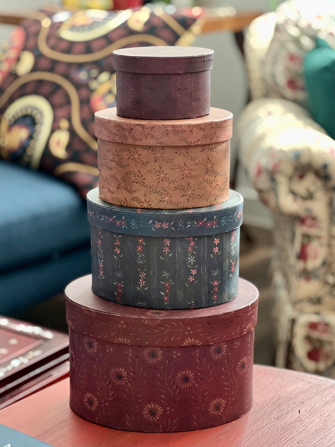 Vintage Bob’s Primitive Wallpaper Nesting Boxes Set of 4 - Etsy