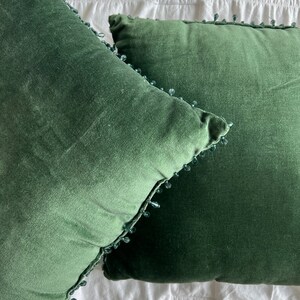 Vintage Velvet Emerald Green Beaded Throw Pillows Boho Eclectic Decor ...