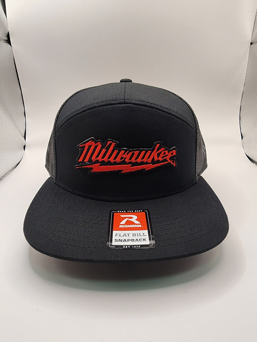 RICHARDSON 168 Flat Bill Trucker Hat With Custom milwaukee Embroidery Patch - Etsy