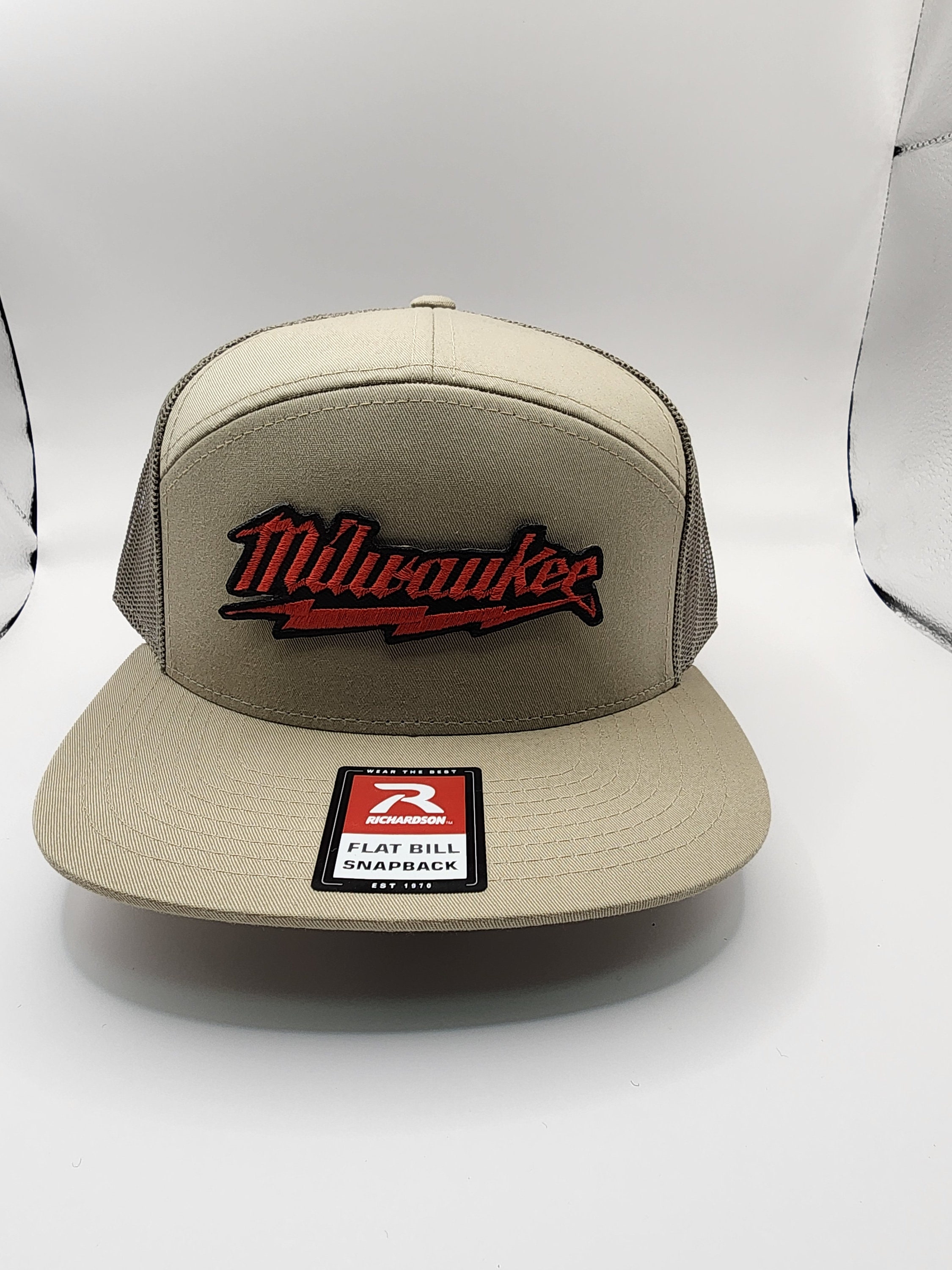 RICHARDSON 168 Flat Bill Trucker Hat With Custom milwaukee Embroidery Patch - Etsy
