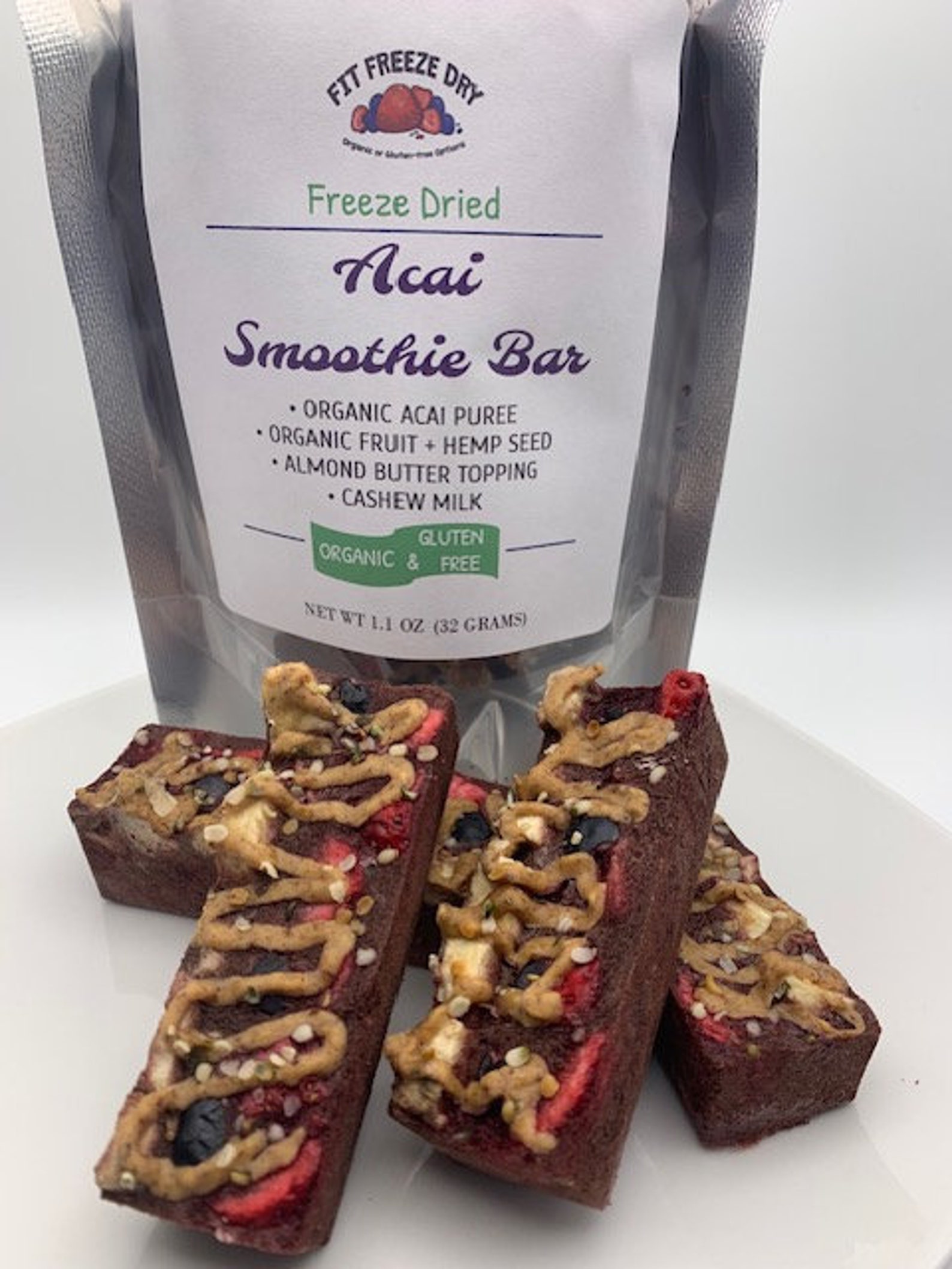 Organic Freeze Dried Acai Smoothie Bowl Bars Gluten Free - Etsy