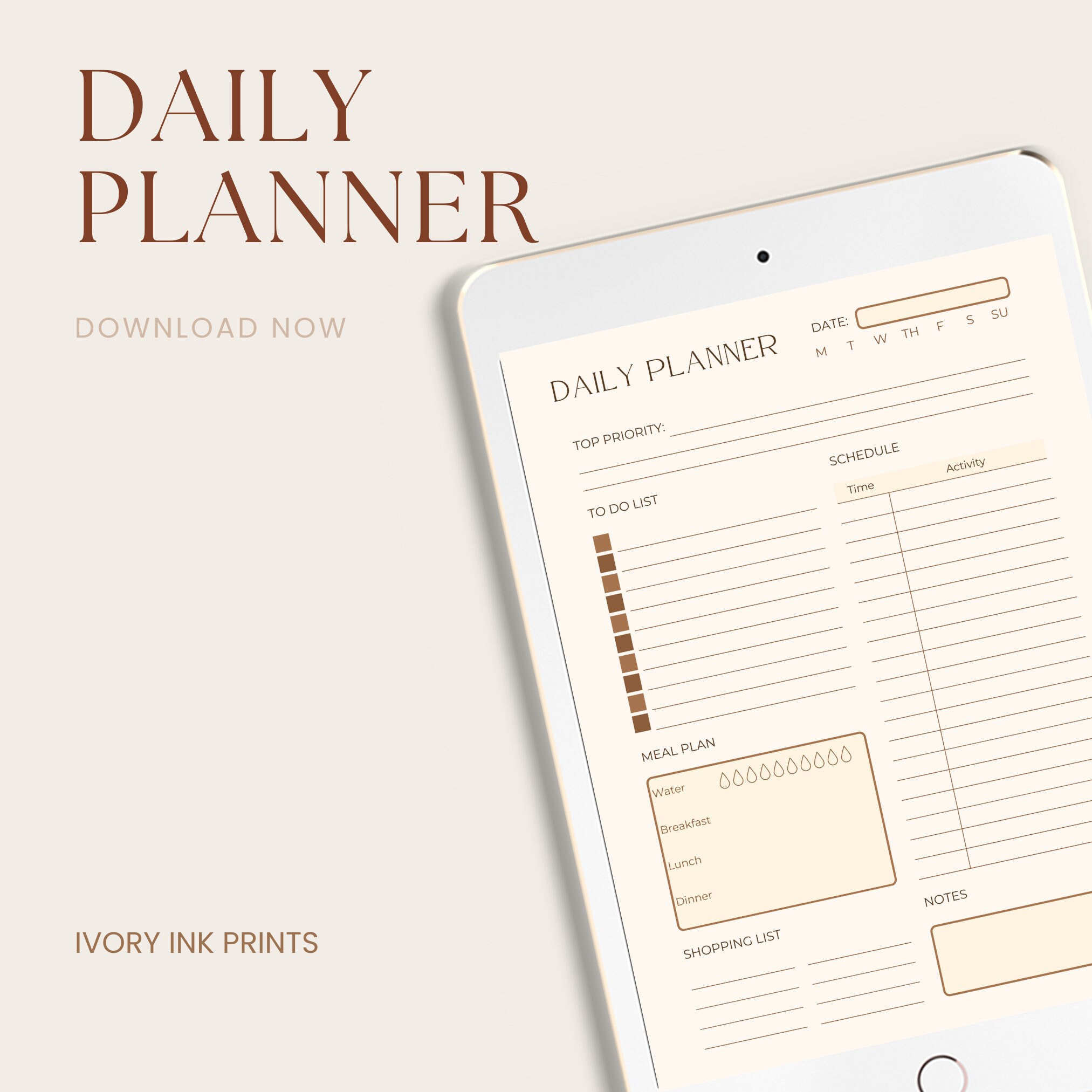 One Page Digital Planner, Daily Planner, Instant Download, Printable ...