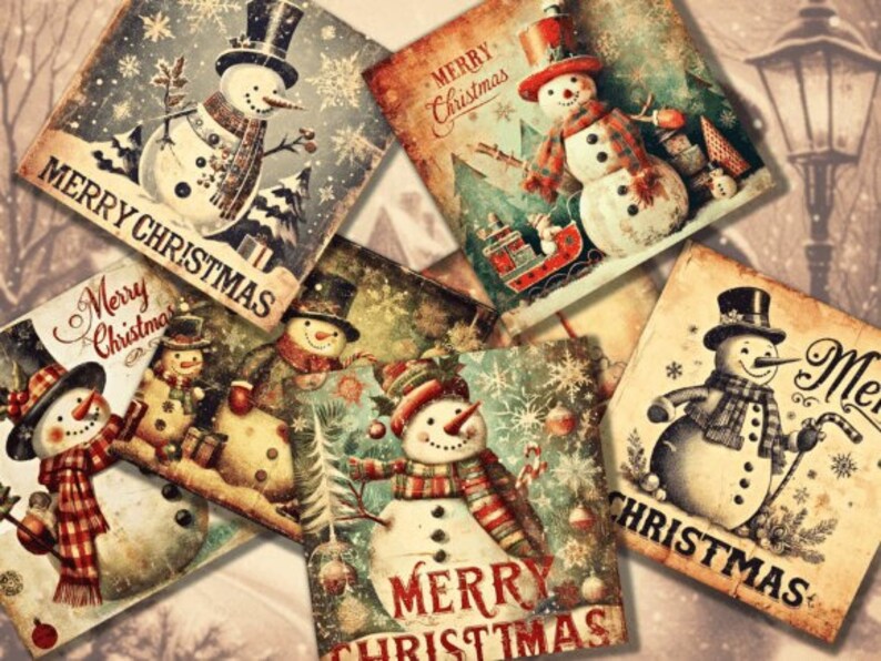 30 Vintage Christmas Snowman Backgrounds Charming Retro Designs for ...