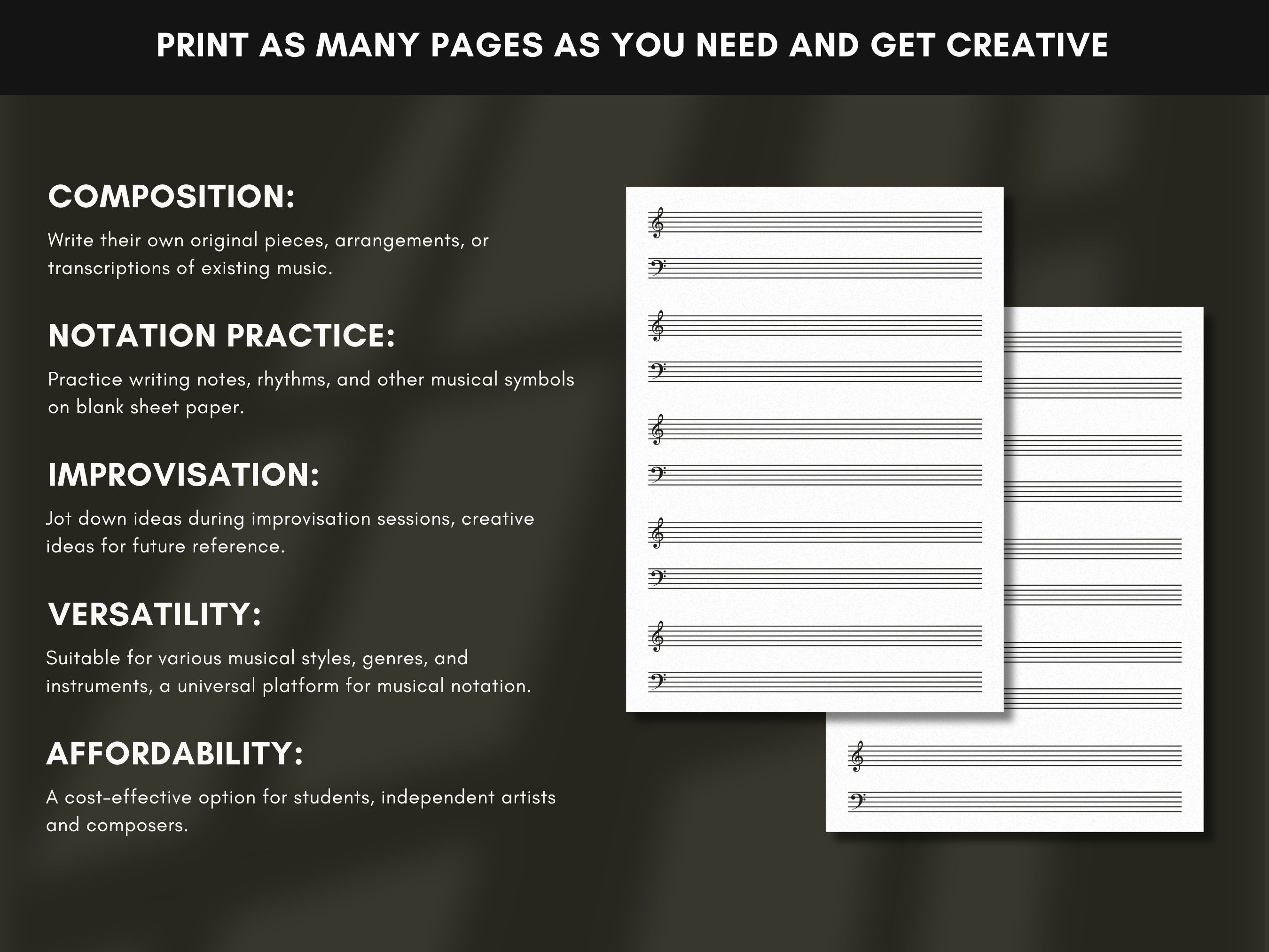 Printable Sheet Music, Blank Sheet Music, Printable Piano Staff Paper ...
