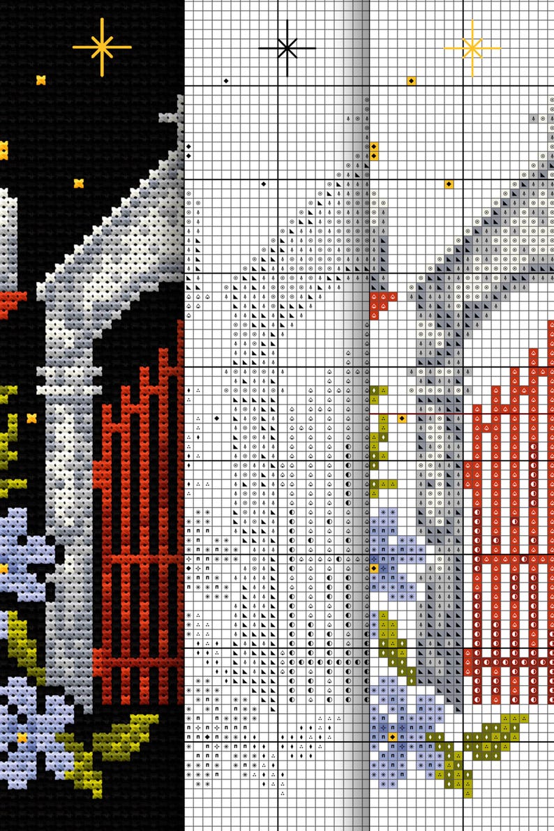 Halloween Mystical Cemetery Gate Cross Stitch Pattern: Gothic Scary ...