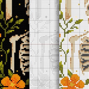 Skeleton Cross Stitch, Halloween Scary Cross Stitch Pattern, Scary ...