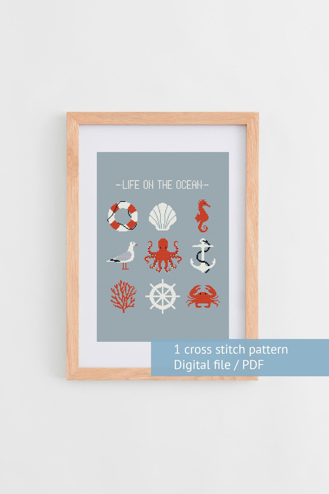 Life on the Ocean сross Stitch Pattern, Marine Embroidery, Sea Cross ...