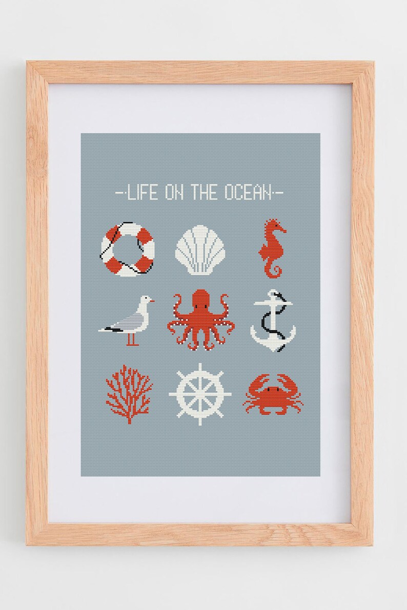 Life on the Ocean сross Stitch Pattern, Marine Embroidery, Sea Cross ...