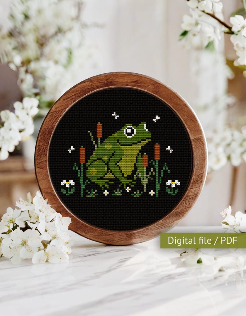 Cross Stitch Pattern for Beginners Toad, Frog Cross Stitch, Swamp Cross ...