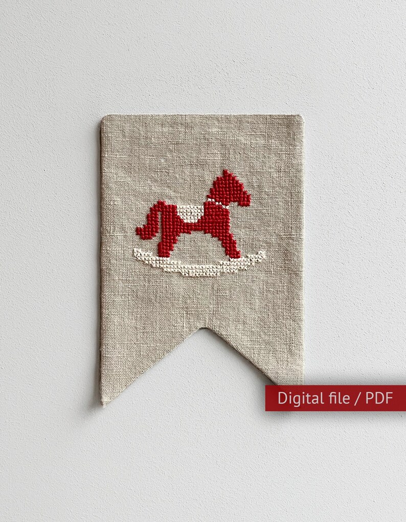 Cross Stitch Pattern for Beginners Rocking Horse, Christmas Cross ...