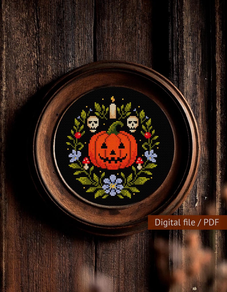 Pumpkin Cross Stitch Pattern, Halloween Scary Cross Stitch, Spooky ...