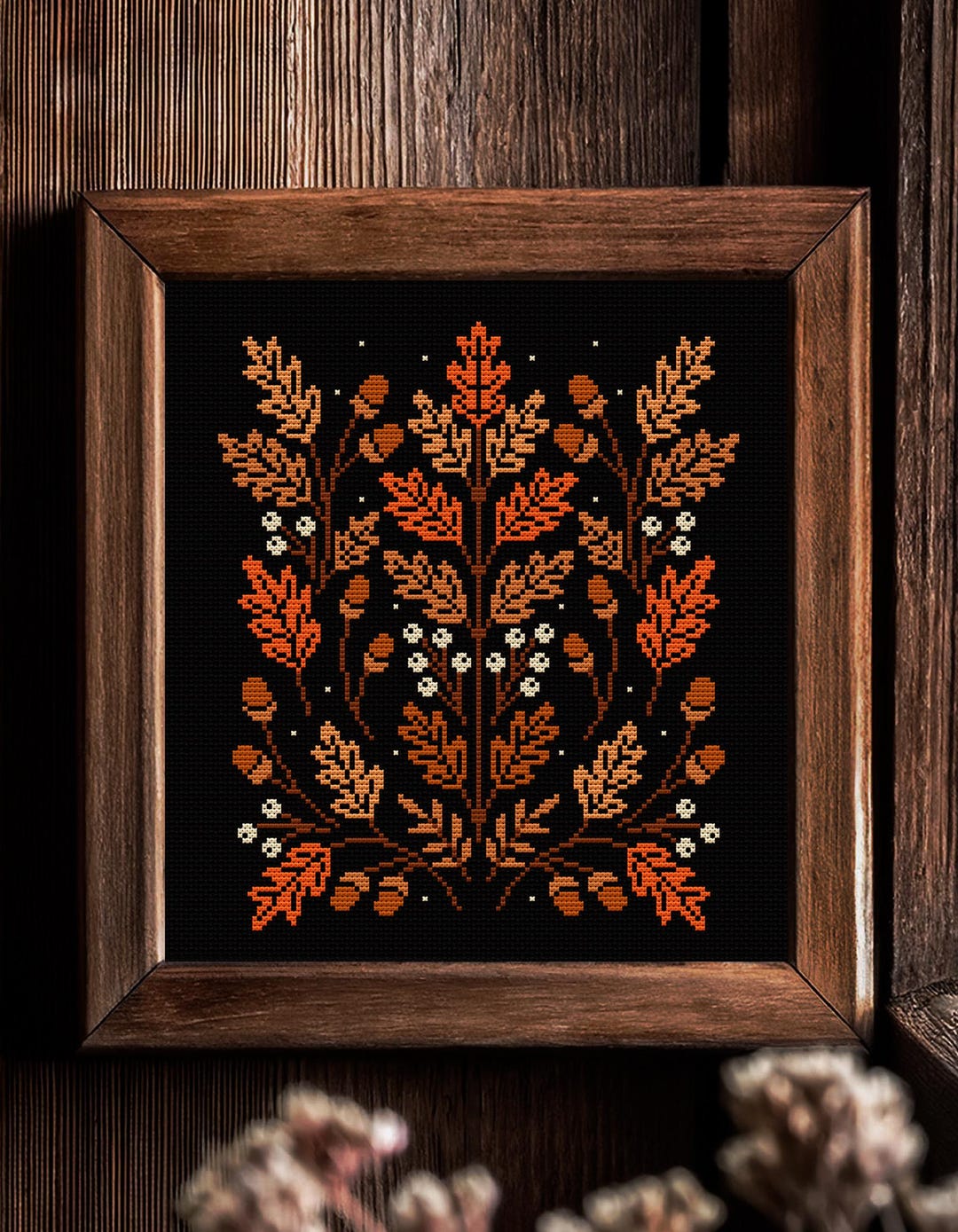 Fall Sampler Cross Stitch Pattern: Acorns & Oak Leaves, Autumn ...