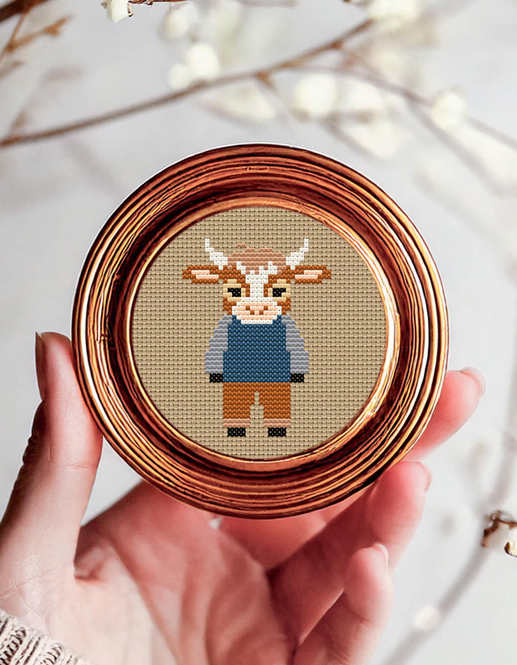Cross Stitch Pattern for Beginners Cow, Bull Cross Stitch, Cow ...