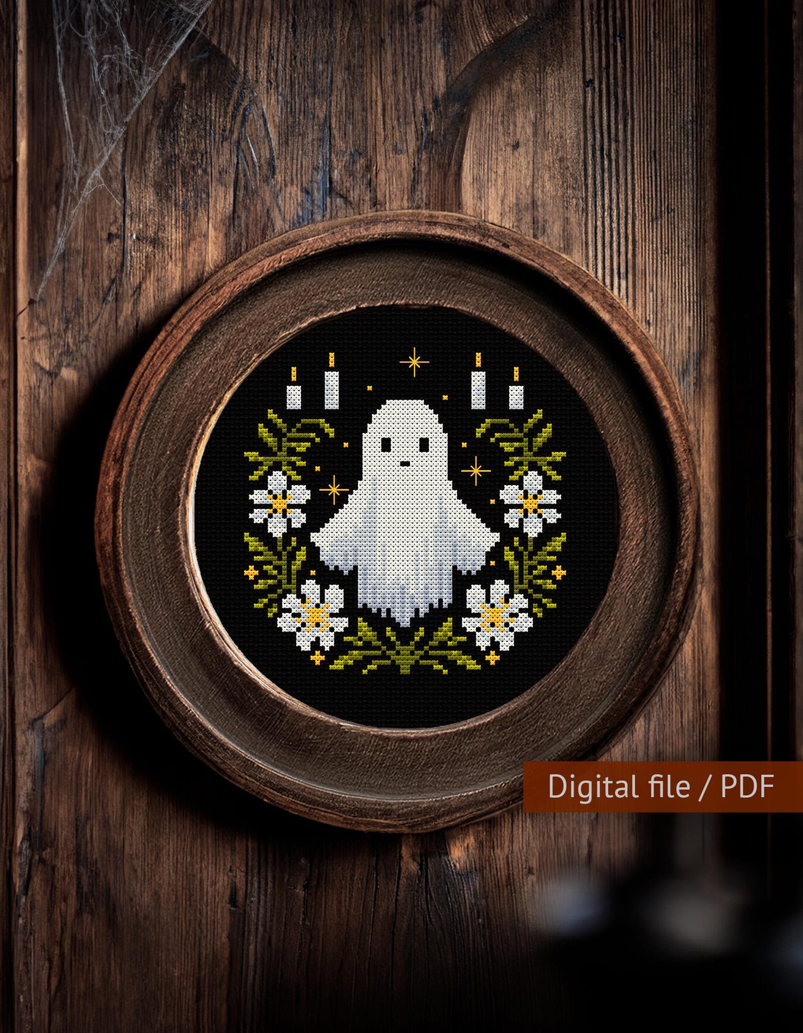 Ghost Cross Stitch, Halloween Scary Cross Stitch Pattern, Spooky Cross ...