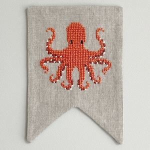 Octopus Cross Stitch Pattern for Beginners, Marine Embroidery ...
