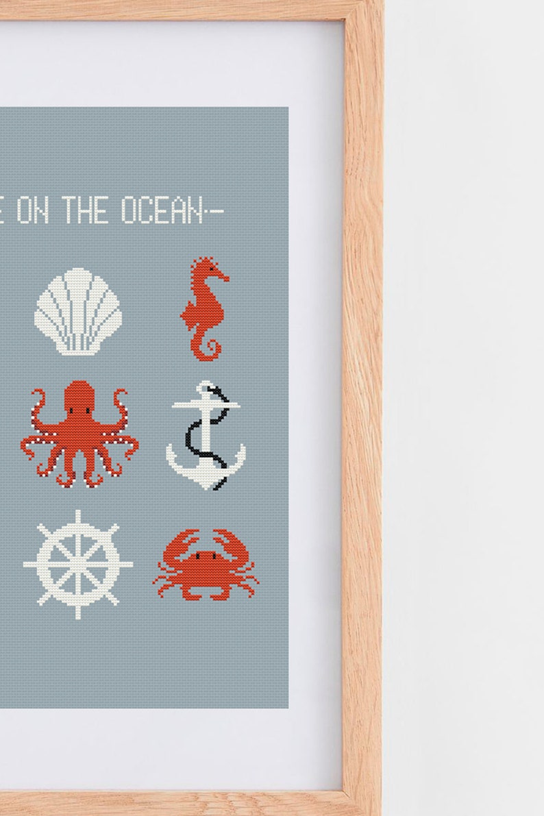 Life on the Ocean сross Stitch Pattern, Marine Embroidery, Sea Cross ...