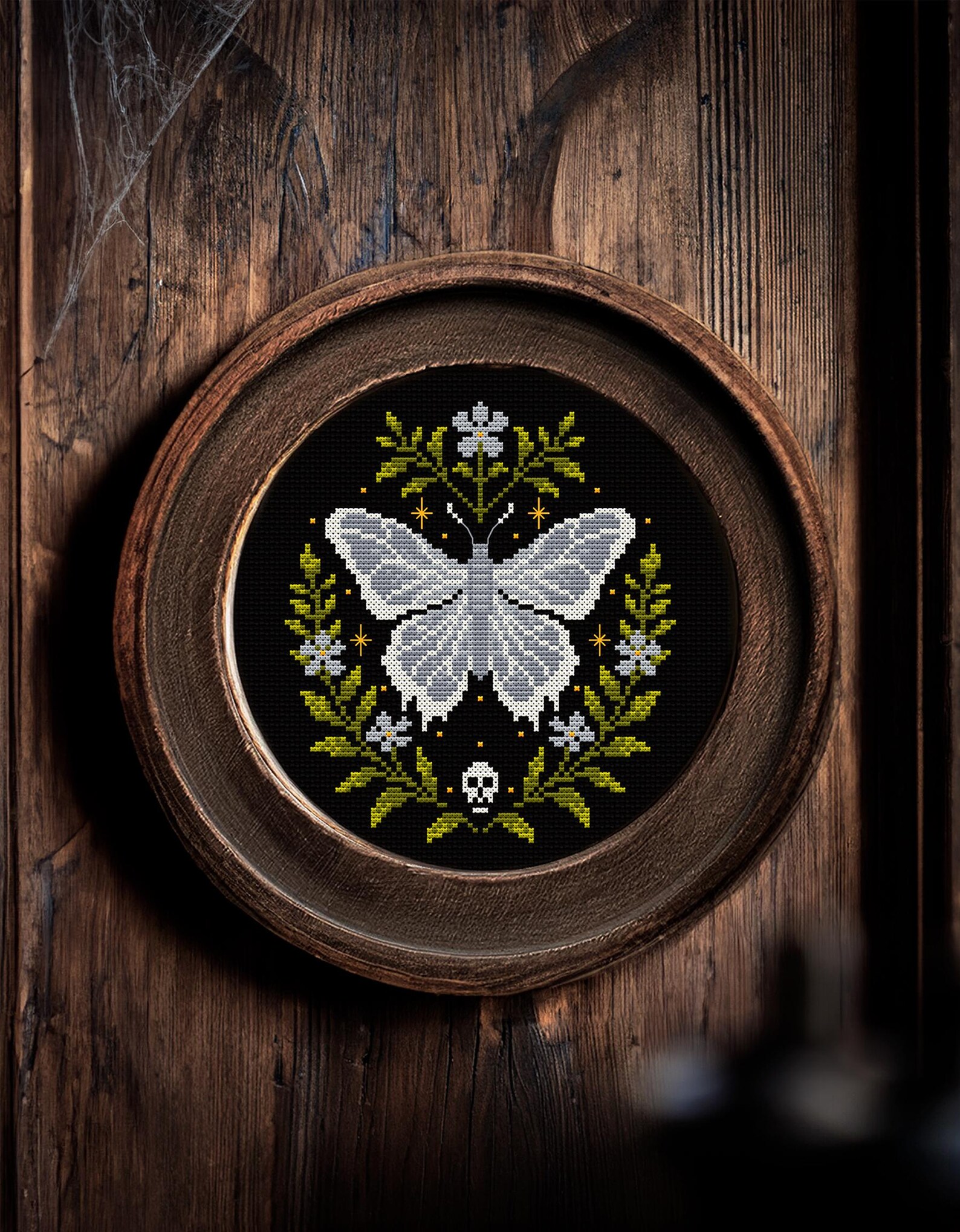 Dark Halloween Butterfly Cross Stitch Pattern: Scary Embroidery (PDF ...